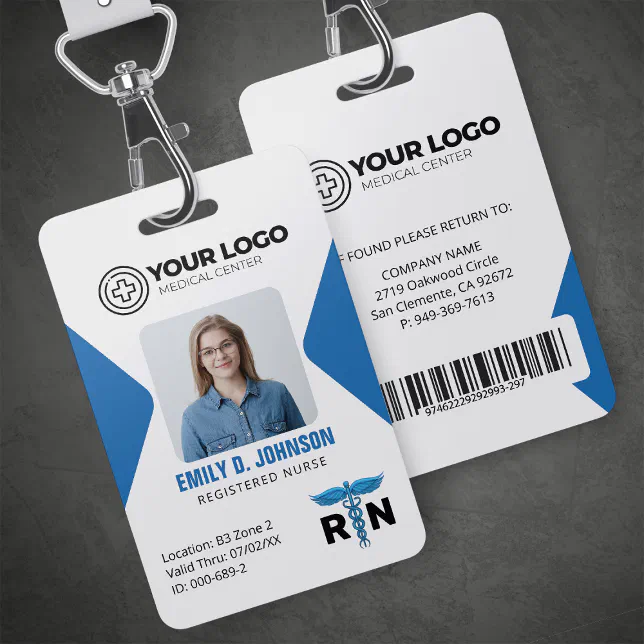 Registered Rurse RN Logo Photo & Barcode ID Badge | Zazzle