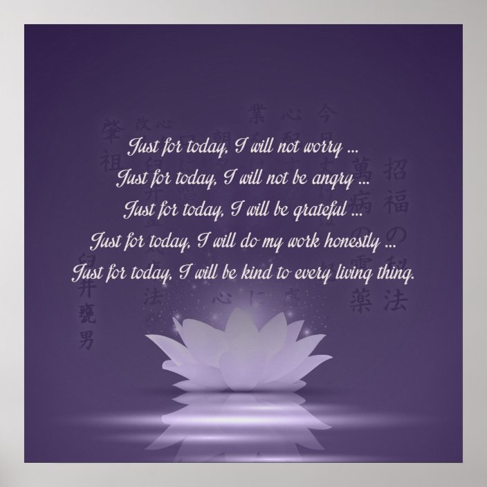 Reiki Principles - Reiki Precepts Poster | Zazzle.co.uk