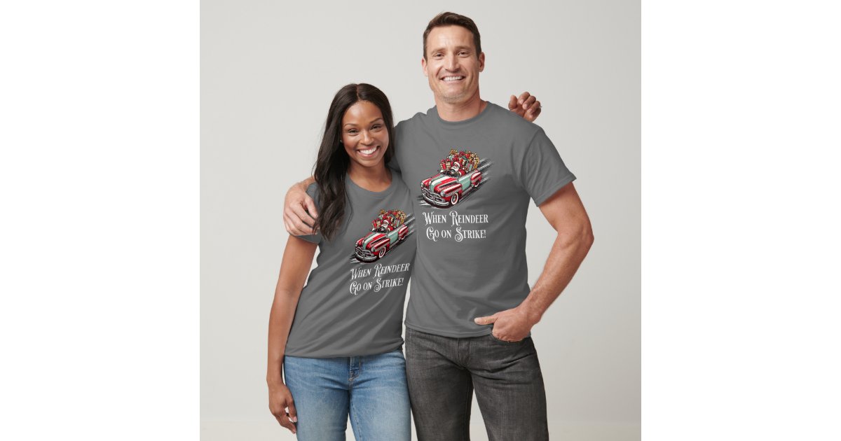 Reindeer On Strike - Santa in 1940s Convertible T-Shirt | Zazzle