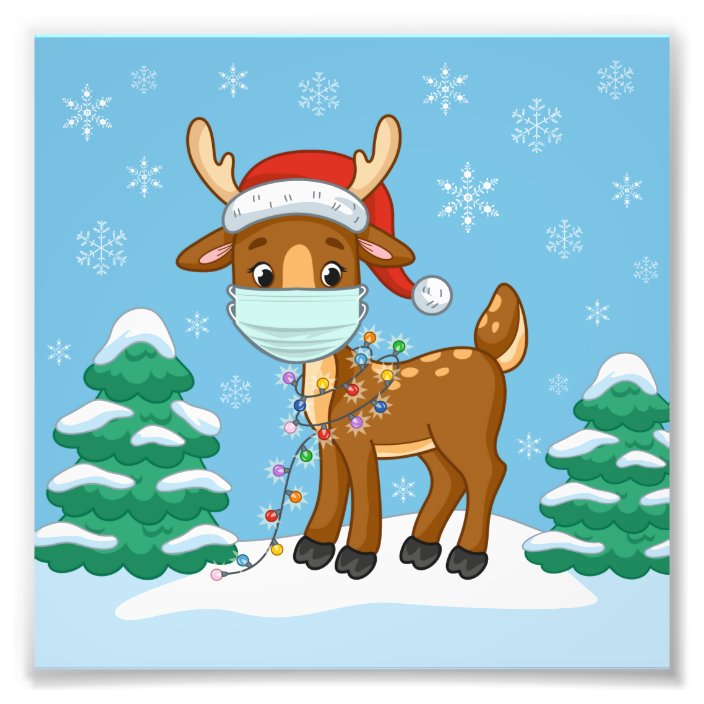 Reindeer Wearing A Mask For Christmas Photo Print | Zazzle.co.uk