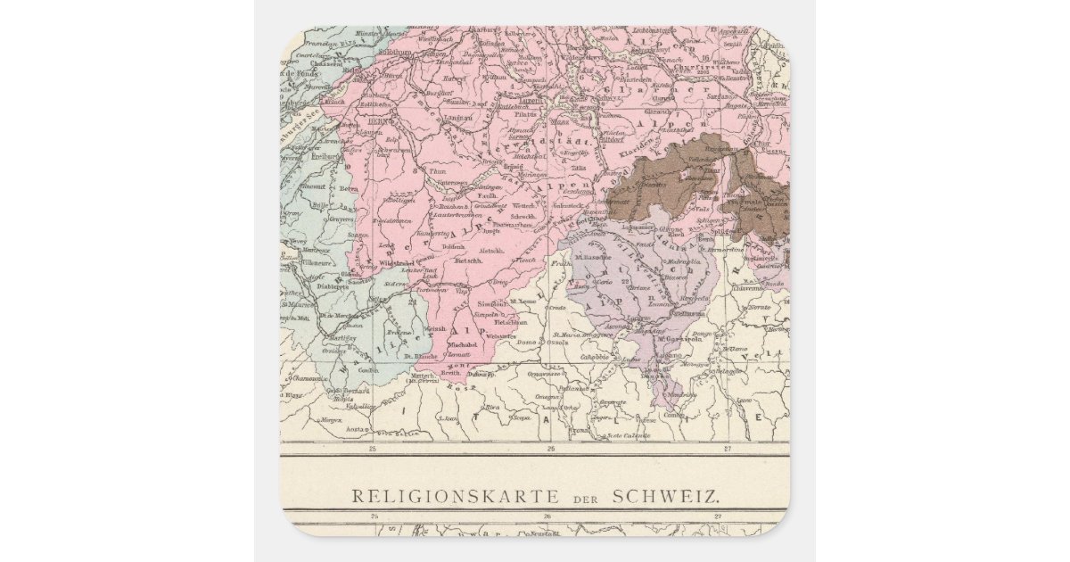 Religious and Linguistic Map of Switzerland Square Sticker | Zazzle