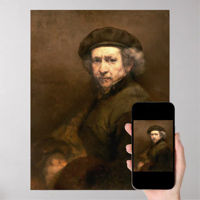 Rembrandt: Self Portrait Beret & Turned-Up Collar Poster | Zazzle