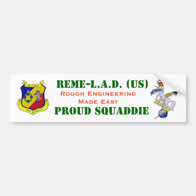REME LAD Motor Vehicle Identification Bumper Sticker | Zazzle