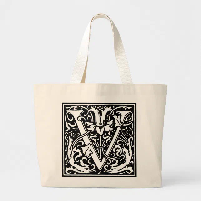 Renaissance Alphabet Letter V Totebag Large Tote Bag | Zazzle