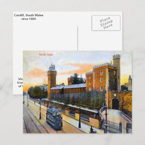 Replica Vintage Image, cardiff, castle, tram Postcard | Zazzle