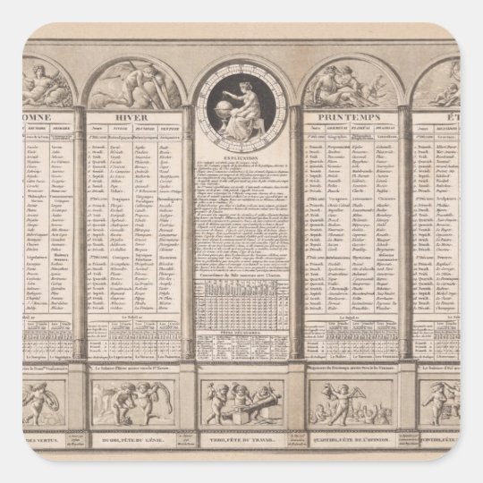 Republican calendar, 1794 square sticker | Zazzle.co.uk