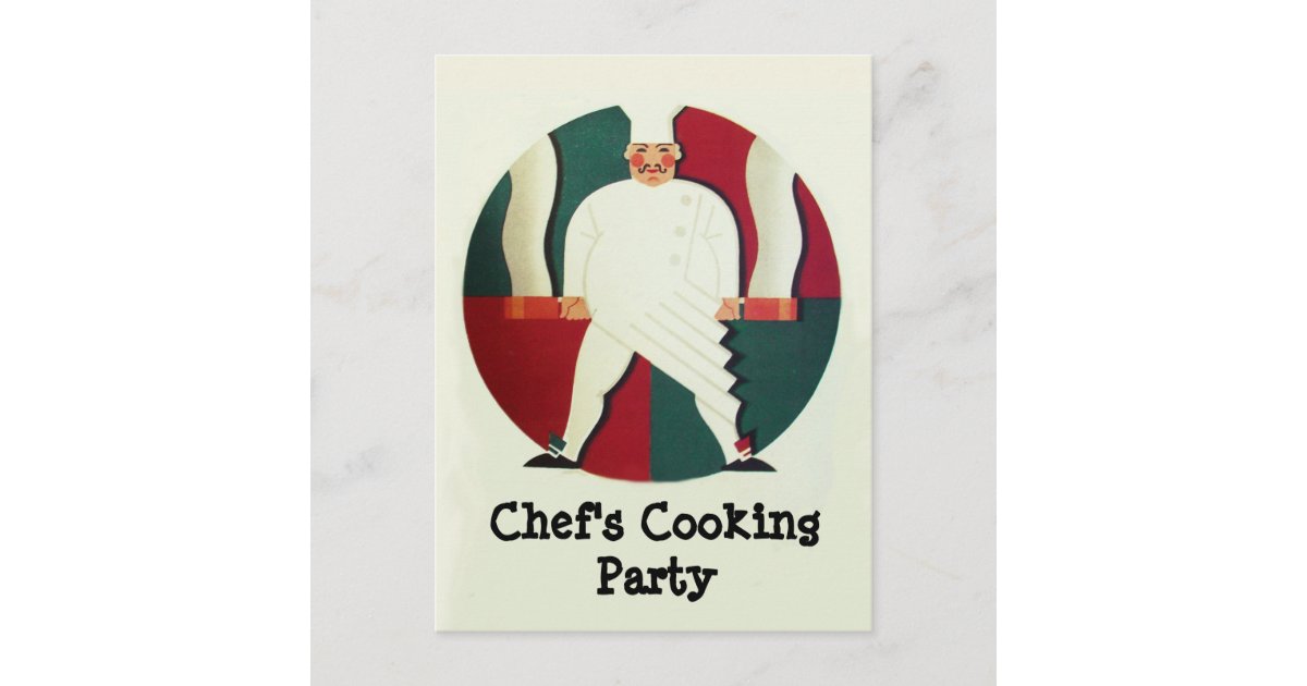 RESTAURANT CHEF'S COOKING PARTY Culinary Recipe Invitation Postcard ...