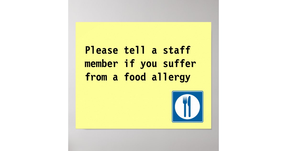 Restaurant Food Allergy notice Poster | Zazzle