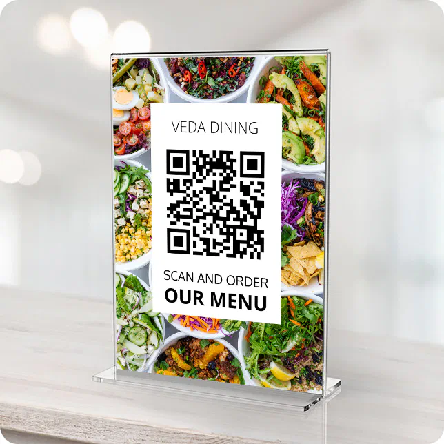 Restaurant Photo Scan Menu Order QR Code Card | Zazzle