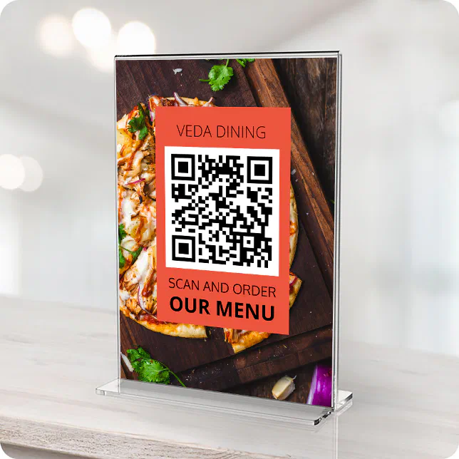 Restaurant Photo Scan Menu Order QR Code Card | Zazzle