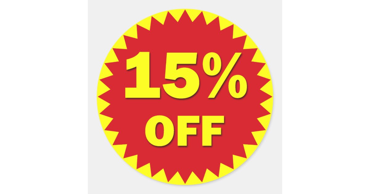 RETAIL SALE BADGE - 15% OFF CLASSIC ROUND STICKER | Zazzle