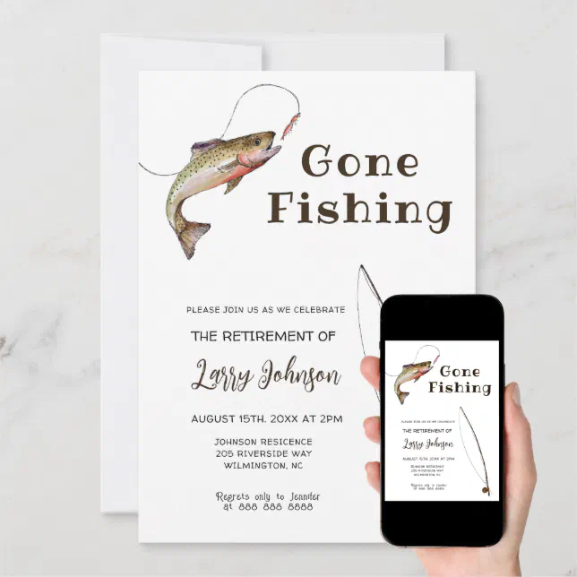 Retired gone fishing Retirement Invitation | Zazzle