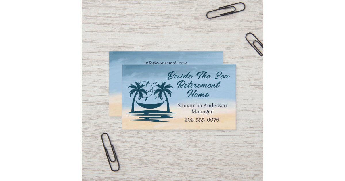 Retirement Home QR Codes Beach Palm Tree Business Card | Zazzle