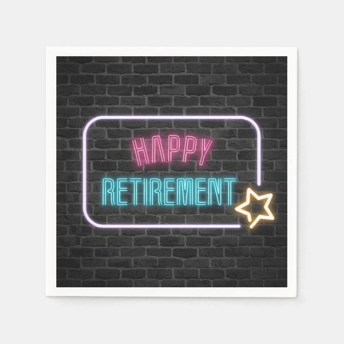 Retirement Neon Sign On Brick Wall Napkins | Zazzle.co.uk