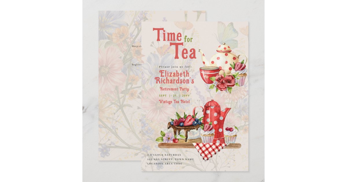 Retirement Tea Party Invite Printed or Digital | Zazzle