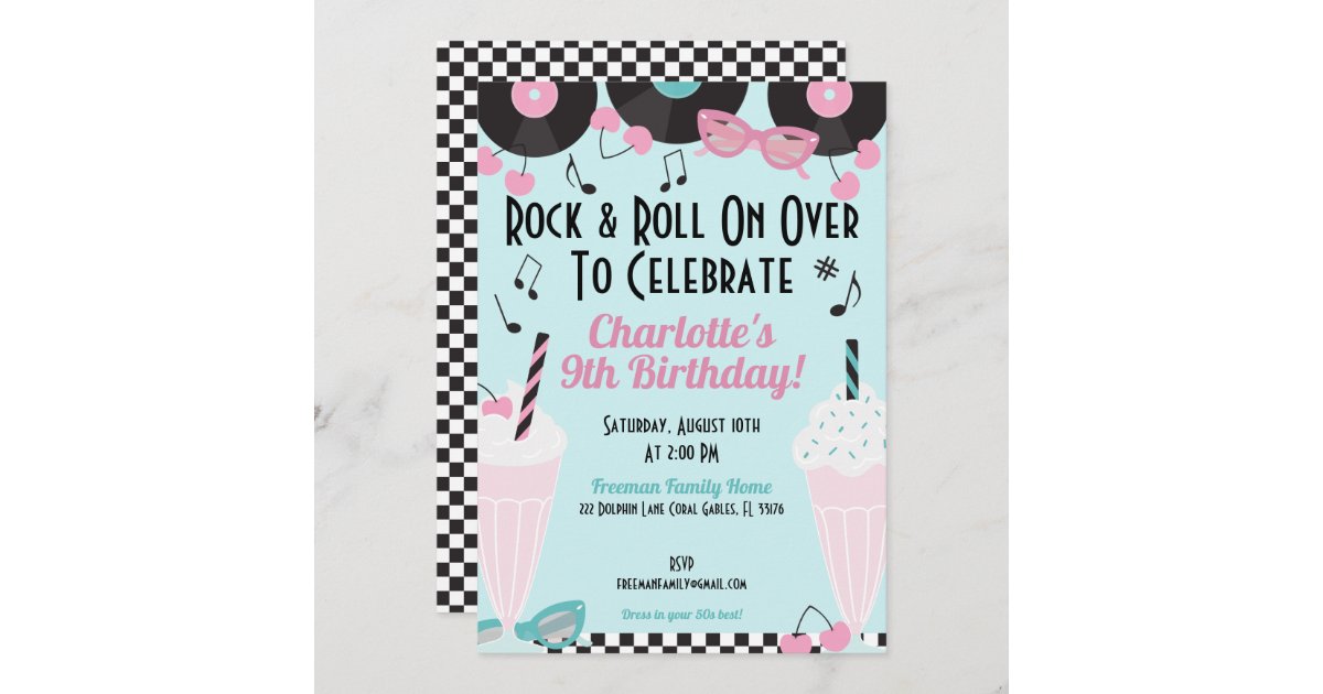 Retro 1950's Diner Milkshake Birthday Party Invitation | Zazzle
