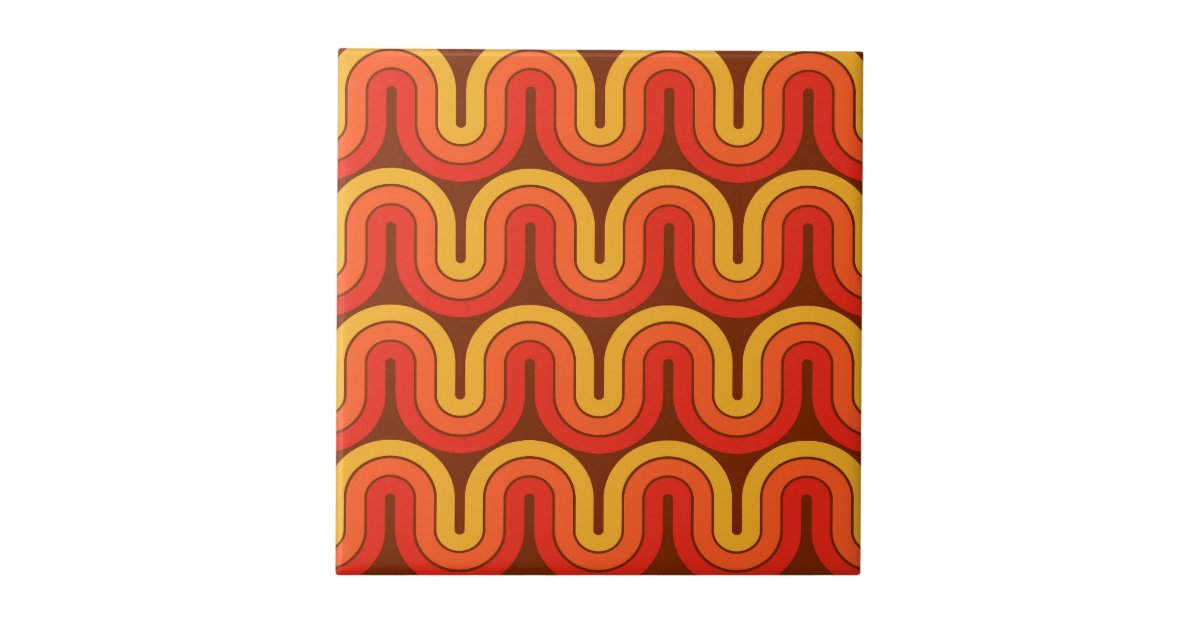 Retro 1970 Style Wave Pattern Tile | Zazzle