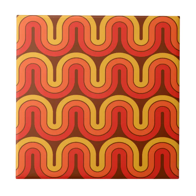 Retro 1970 Style Wave Pattern Tile | Zazzle