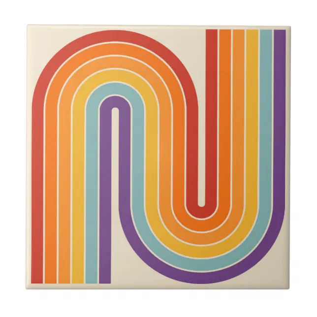 Retro 1970s Style Arched Stripes Geometric Pattern Tile | Zazzle