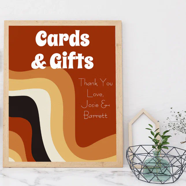 Retro 70s Groovy Boho Wedding Cards and Gifts Poster | Zazzle