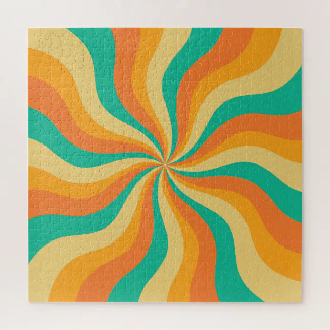 Retro 70s Sunburst Colourful Background Jigsaw Puzzle | Zazzle