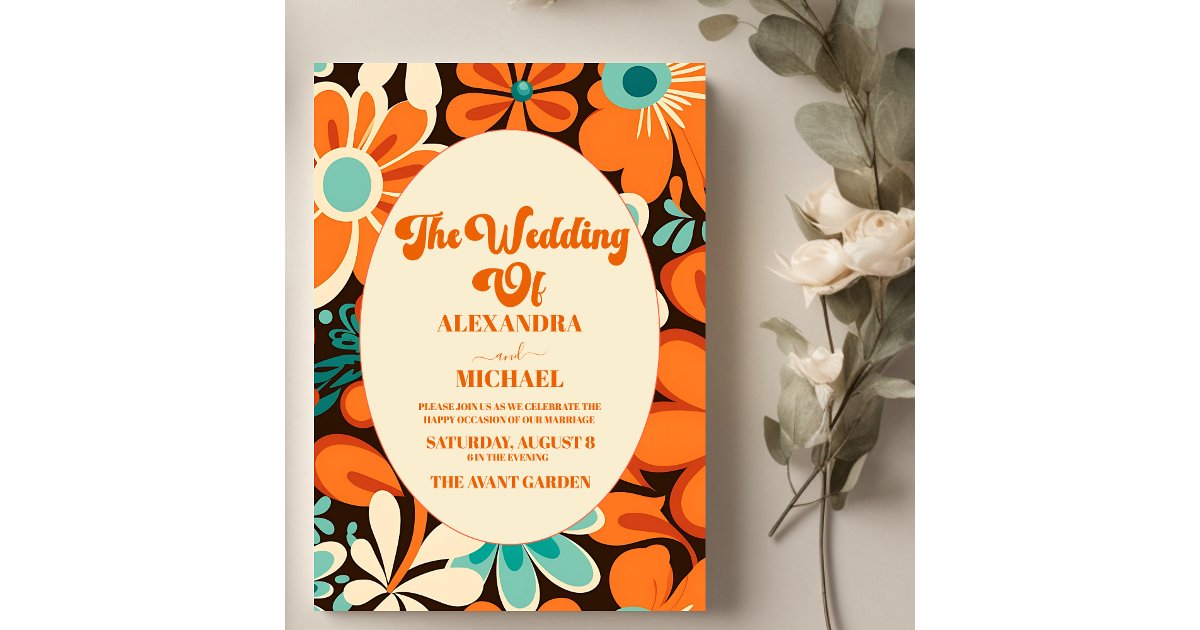 Retro 70s Wedding Invitation | Zazzle