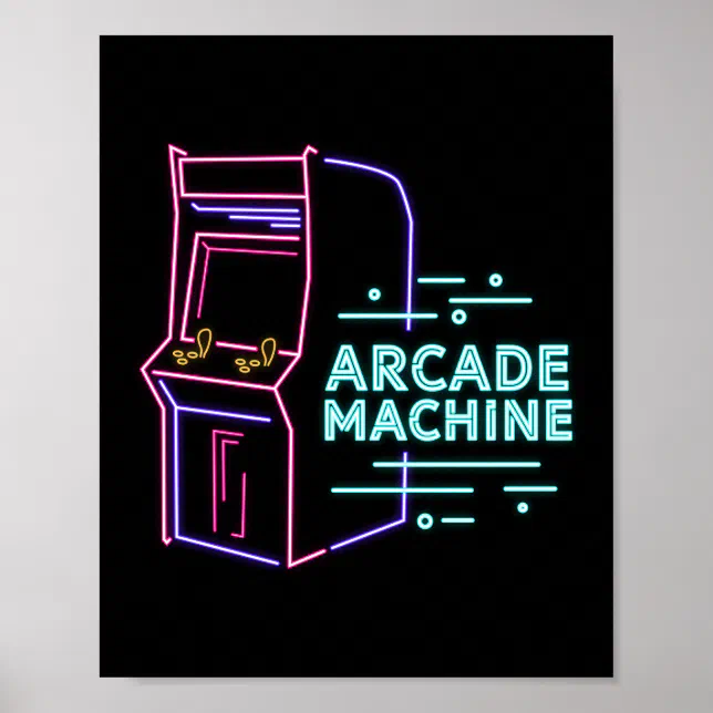 Retro 80s 90s Neon Arcade Machine Arcade Cabinet Poster | Zazzle