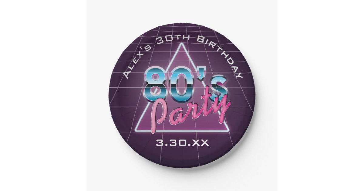Retro 80's Party Paper Plate | Zazzle