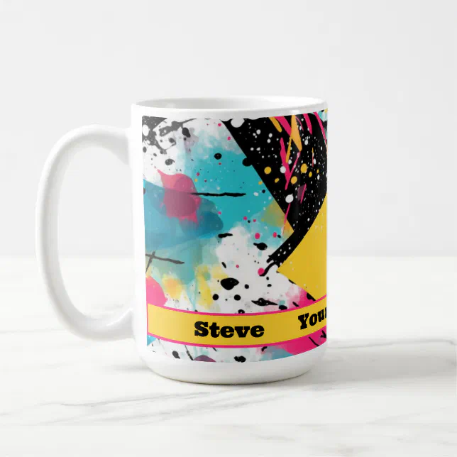 Retro 80s Splatter New Wave Pattern Personalised Coffee Mug | Zazzle