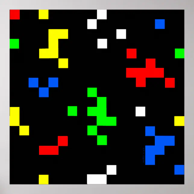 Retro 8 Bit Video Game Graphics Pattern Poster | Zazzle