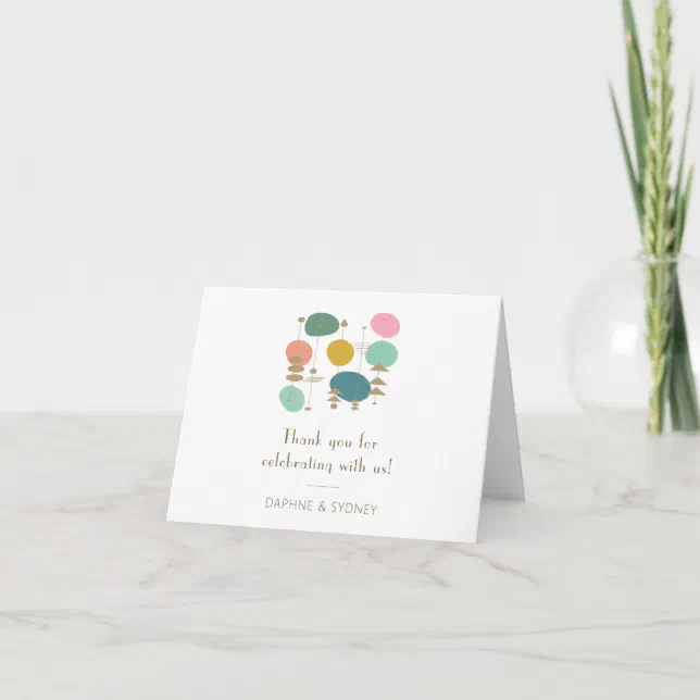 Retro Atomic Age Mid Century Modern Custom Wedding Thank You Card | Zazzle