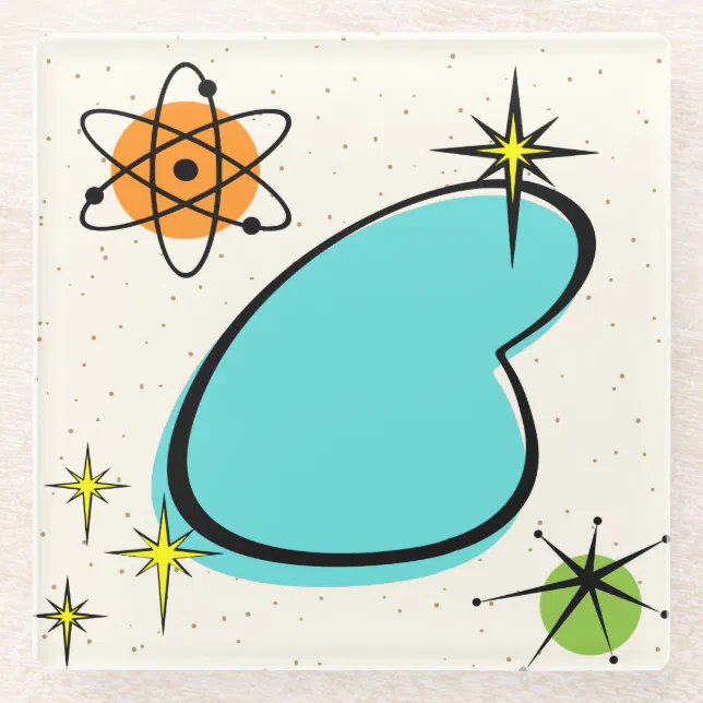 Retro Atomic Boomerang and Starbursts Coaster | Zazzle