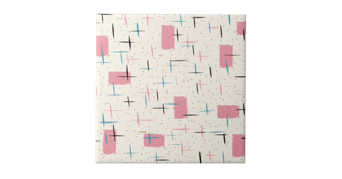 Retro Atomic Pink Pattern Ceramic Tile | Zazzle