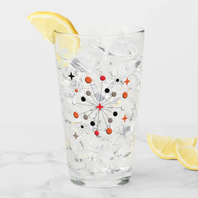 Retro Atomic Starburst Modern Mid Century Pattern Glass | Zazzle