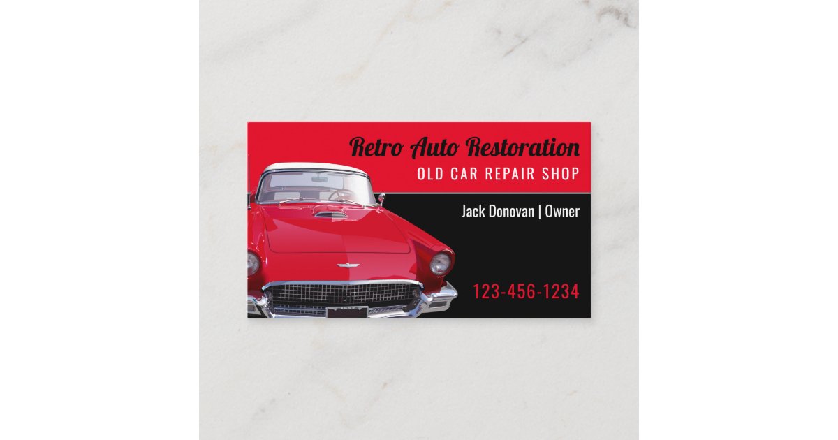 Retro Auto Restoration | Repair Shop Business Card | Zazzle