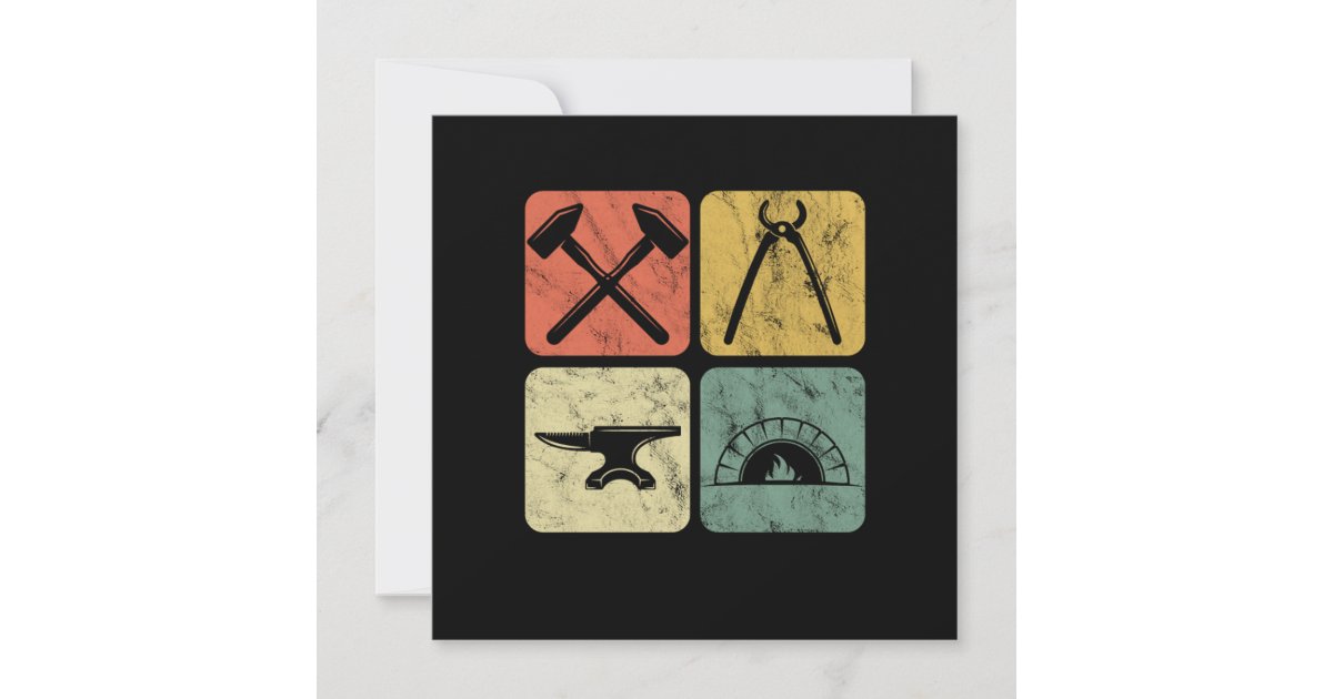 Retro Blacksmith Symbols Anvil Forge Farrier Gift Invitation | Zazzle