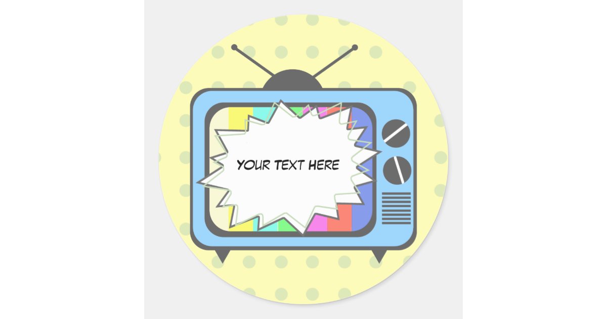 Retro Blue TV Set Classic Round Sticker | Zazzle