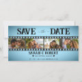 Retro Blue Vignette Photo Collage Film Strip Save The Date | Zazzle