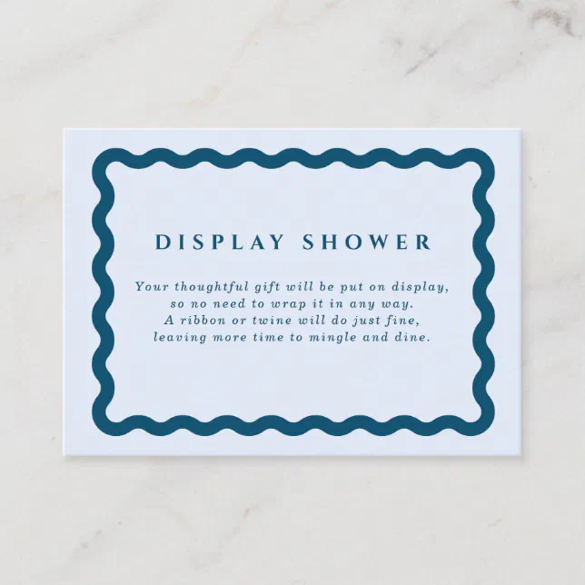 Retro Blue Wavy Frame Baby Shower Display Shower Enclosure Card | Zazzle