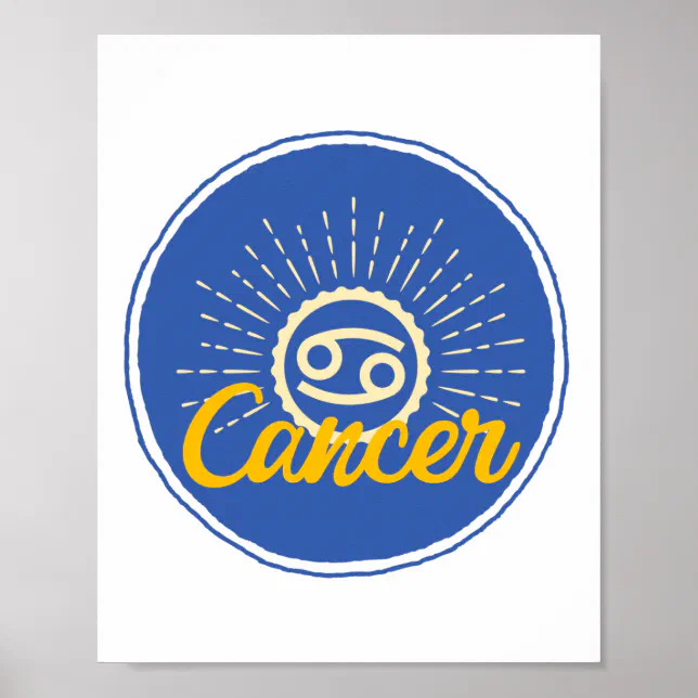 Retro Cancer Zodiac Sign Badge Poster | Zazzle