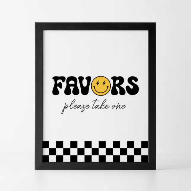 Retro Chequered Happy Face Birthday Favours Sign | Zazzle