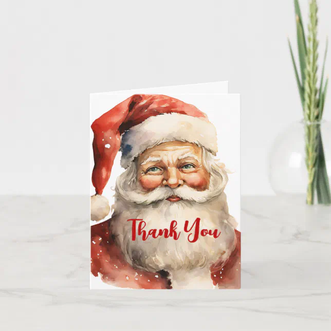 Retro Christmas Santa Claus Thank You Card | Zazzle