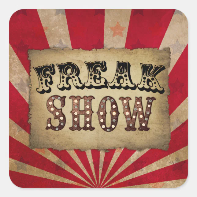 Retro Circus Poster Freak Show Square Sticker | Zazzle