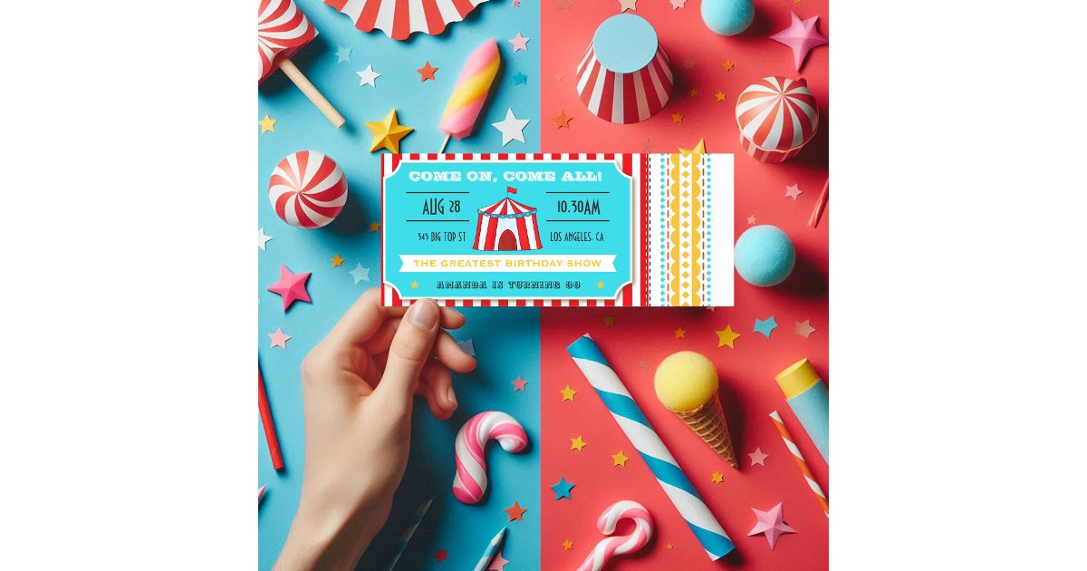 Retro Circus Ticket Kids Birthday Party Invitation | Zazzle