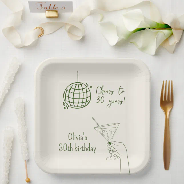 Retro Cocktail Birthday Party fancy Paper Plate | Zazzle