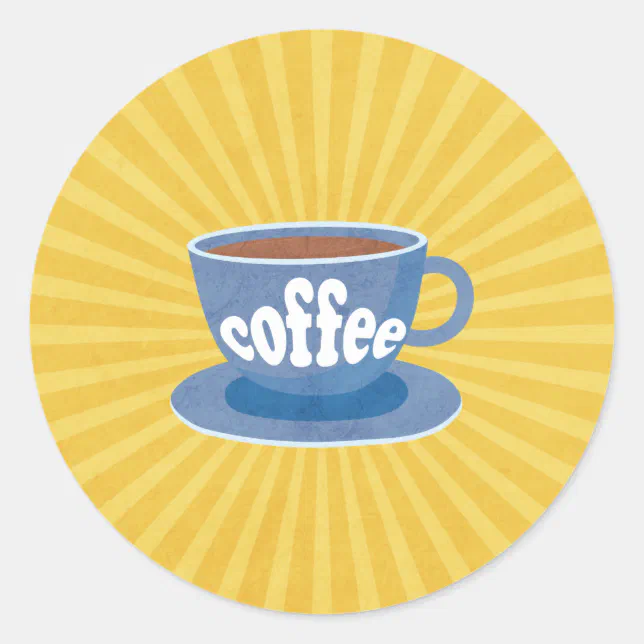 Retro Coffee Design Classic Round Sticker | Zazzle