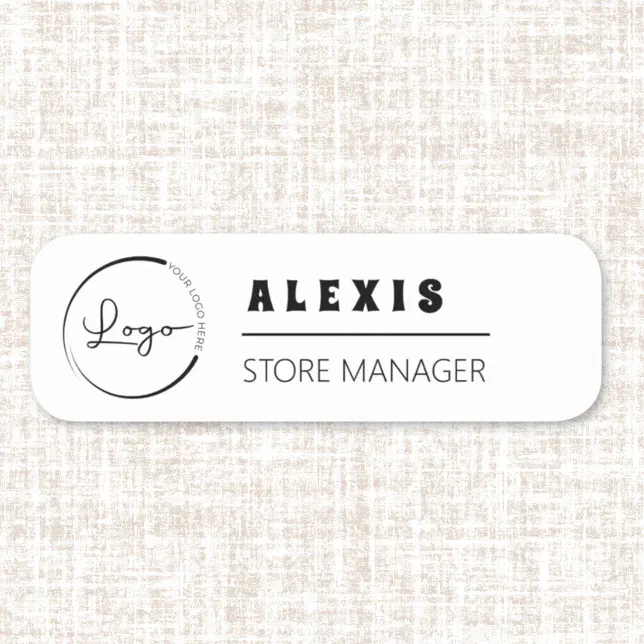 Retro Company Business Logo Promotional Name Tag | Zazzle