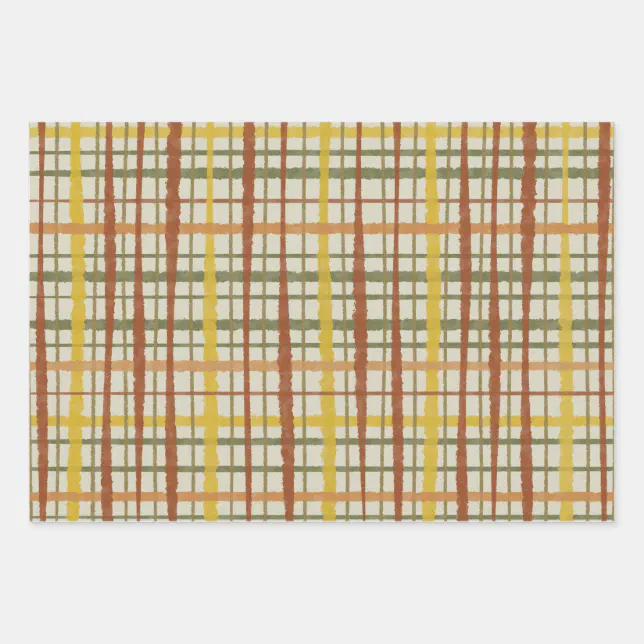 Retro Cottagecore Painted Plaid Pattern Wrapping Paper Sheet | Zazzle