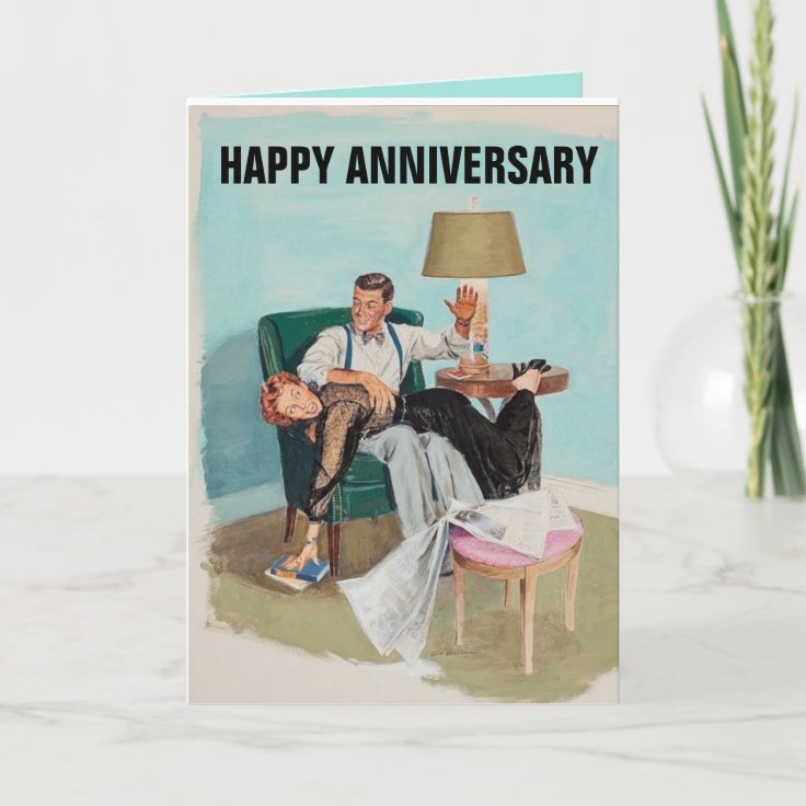 RETRO COUPLE WEDDING ANNIVERSARY SPANKING CARDS | Zazzle