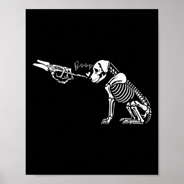Retro Cute Skeleton Hand Boop Dog Funny Halloween Poster | Zazzle